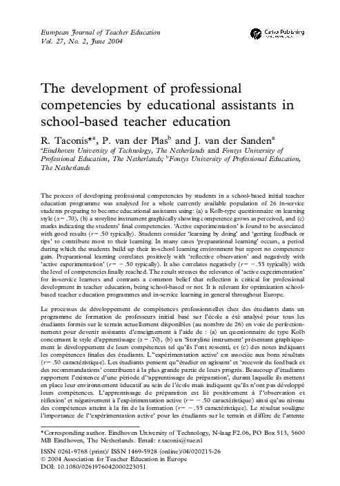 (PDF) The development of professional competencies by educational ...
