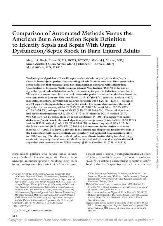 (PDF) Comparison of Automated Methods Versus the American Burn ...