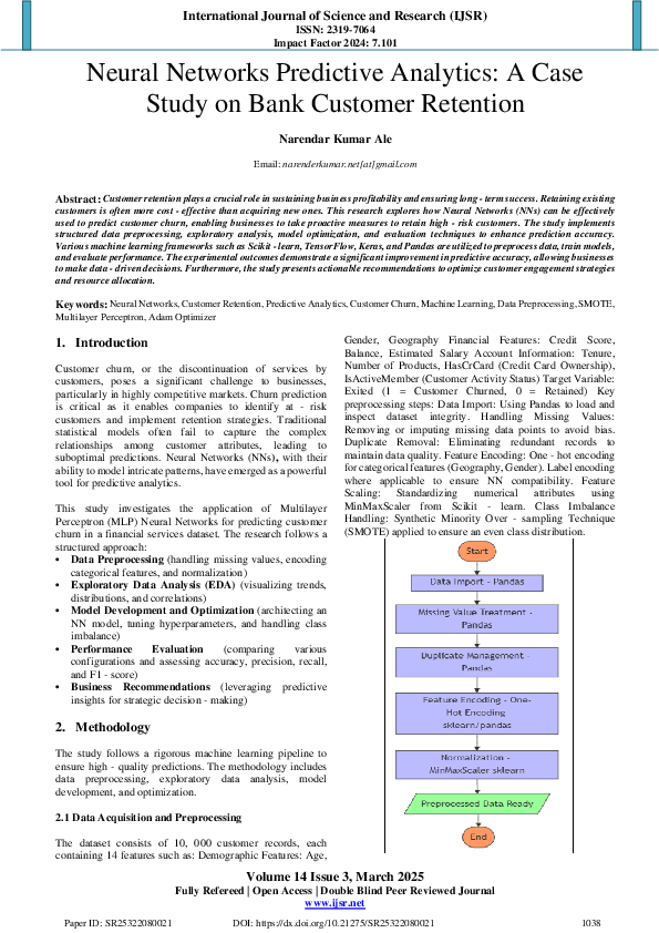 (PDF) Neural Networks Predictive Analytics: A Case Study on Bank Customer Retention