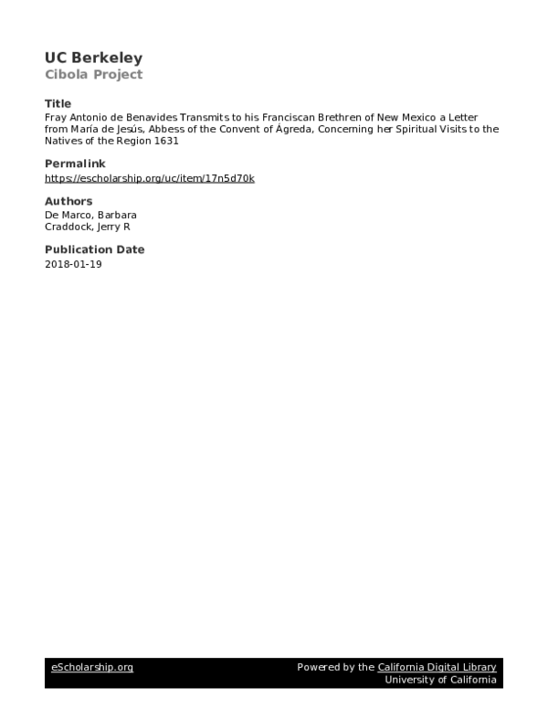 (PDF) Fray Antonio de Benavides Transmits to his Franciscan Brethren of ...