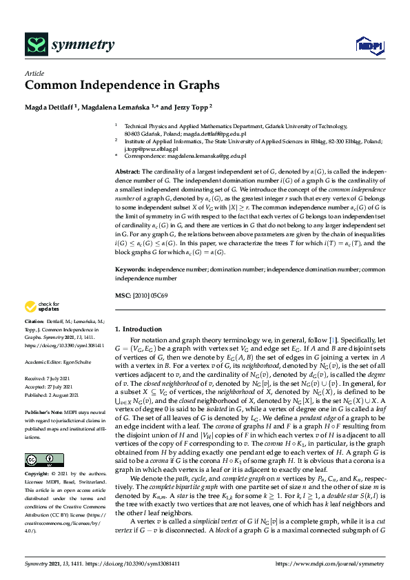 (PDF) Common Independence in Graphs