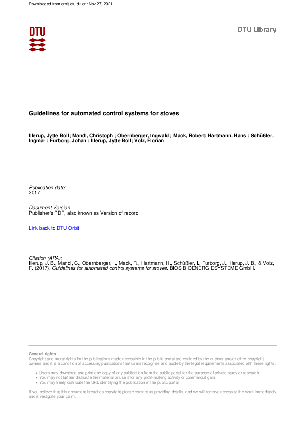 (PDF) Guidelines for automated control systems for stoves
