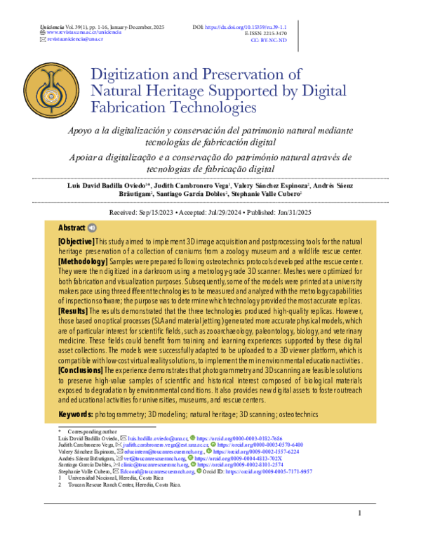 (PDF) Digitization and Preservation of Natural Heritage Supported by Digital Fabrication ...