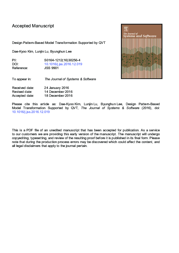 (PDF) Design pattern-based model transformation supported by QVT