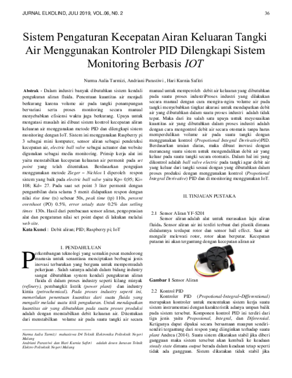 (PDF) Sistem Pengaturan Kecepatan Airan Keluaran Tangki Air Menggunakan ...