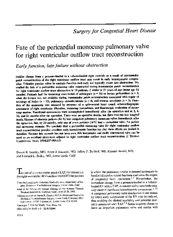 (PDF) Fate of the pericardial monocusp pulmonary valve for right ...