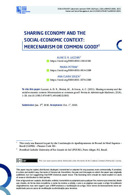 (PDF) Sharing Economy and the Social-Economic Context: Mercenarism or ...