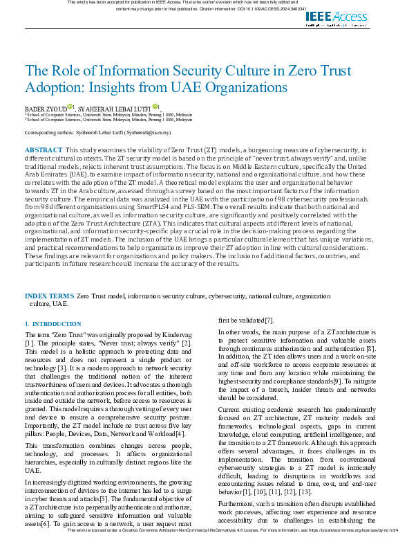 (PDF) The Role of Information Security Culture in Zero Trust Adoption ...