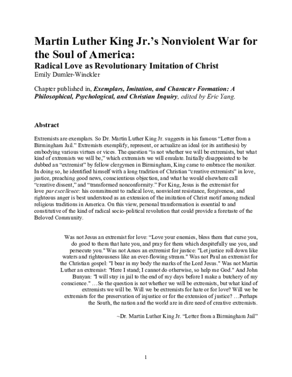 (PDF) Martin Luther King Jr.'s Nonviolent War for the Soul of America ...