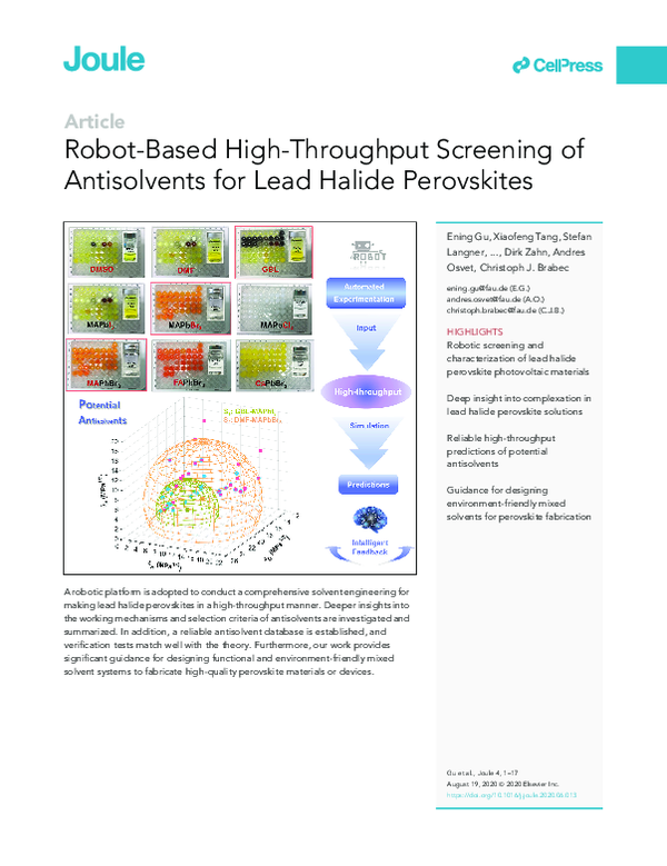 (PDF) Robot-Based High-Throughput Screening of Antisolvents for Lead ...