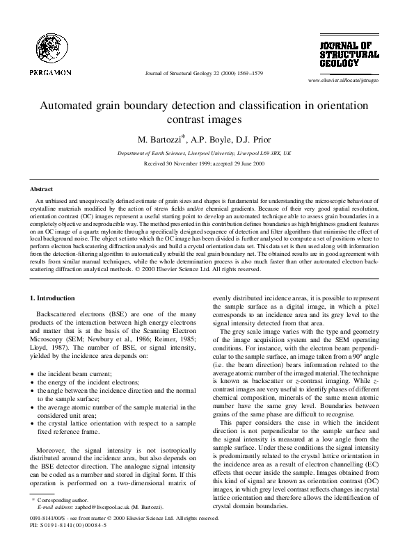 Pdf Automated Grain Boundary Detection And Classification In Orientation Contrast Images