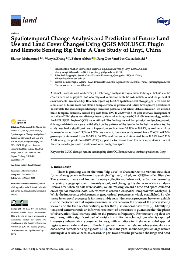 (PDF) Spatiotemporal Change Analysis and Prediction of Future Land Use ...