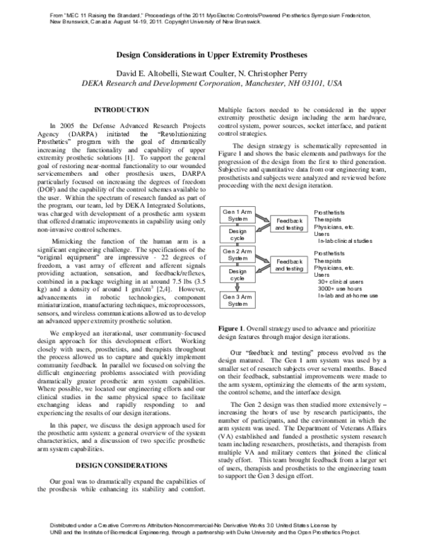 (PDF) Design Considerations in Upper Extremity Prostheses