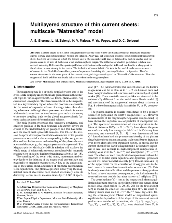(PDF) Multilayered structure of thin current sheets: multiscale” Matreshka” model