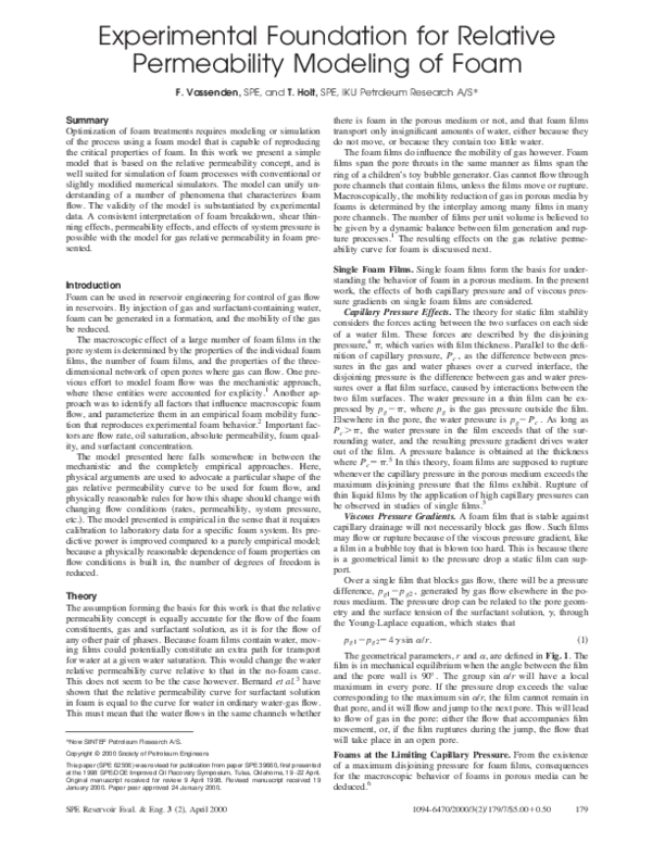 (PDF) Experimental Foundation for Relative Permeability Modeling of Foam