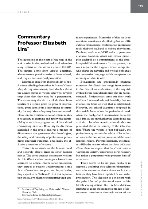 (PDF) Commentary by Elizabeth Lira