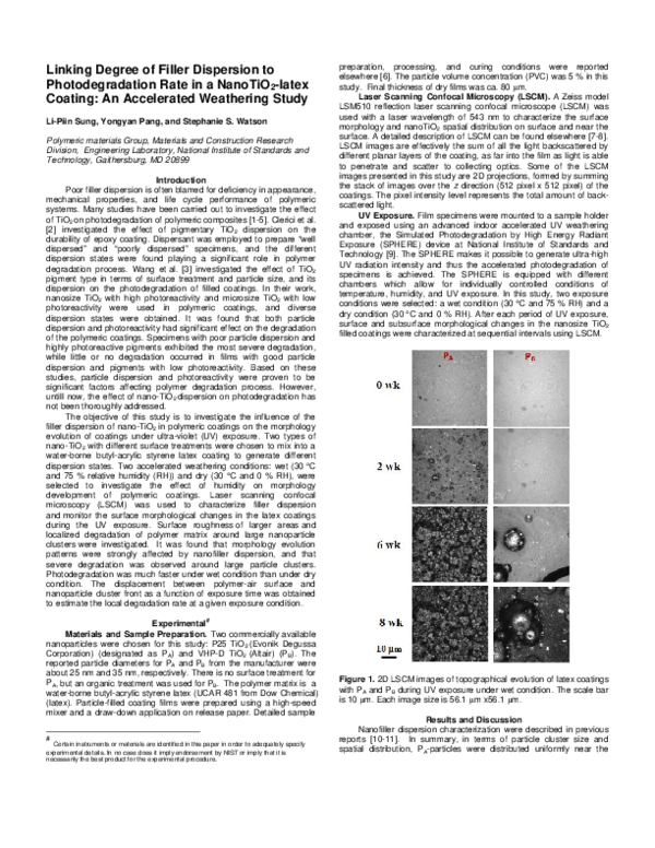 (PDF) Linking Degree of Filler Dispersion to Photodegradation Rate in a ...