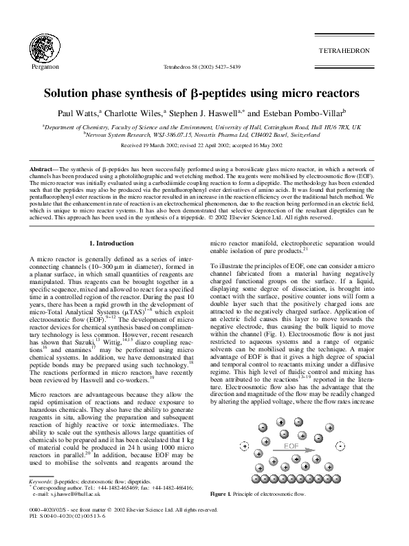 (PDF) Solution phase synthesis of β-peptides using micro reactors