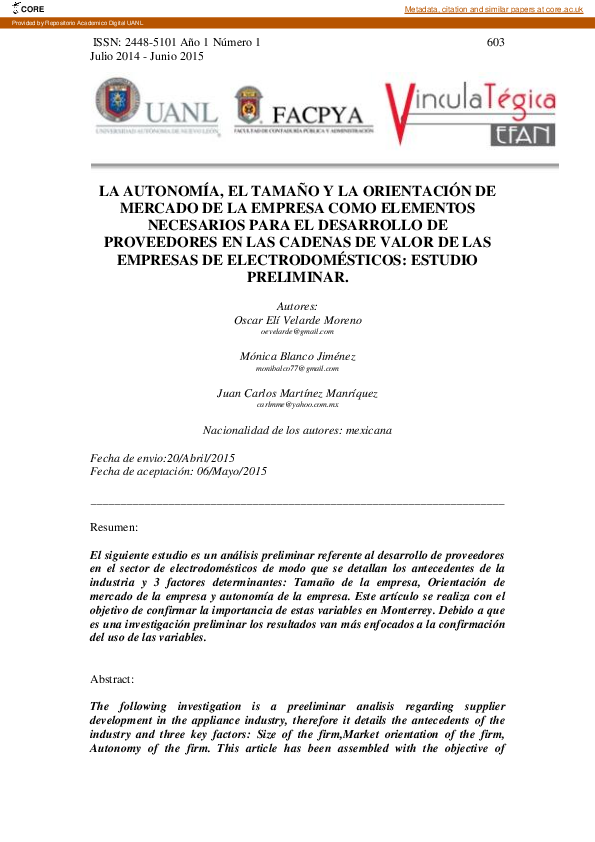 (PDF) La autonomía, el tamaño y la orientación de mercado de la empresa ...