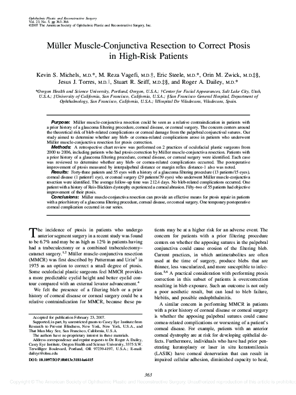 (PDF) Müller Muscle-Conjunctiva Resection to Correct Ptosis in High ...