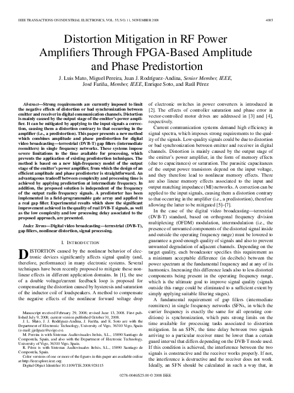 (PDF) Distortion Mitigation in RF Power Amplifiers Through FPGA-Based ...