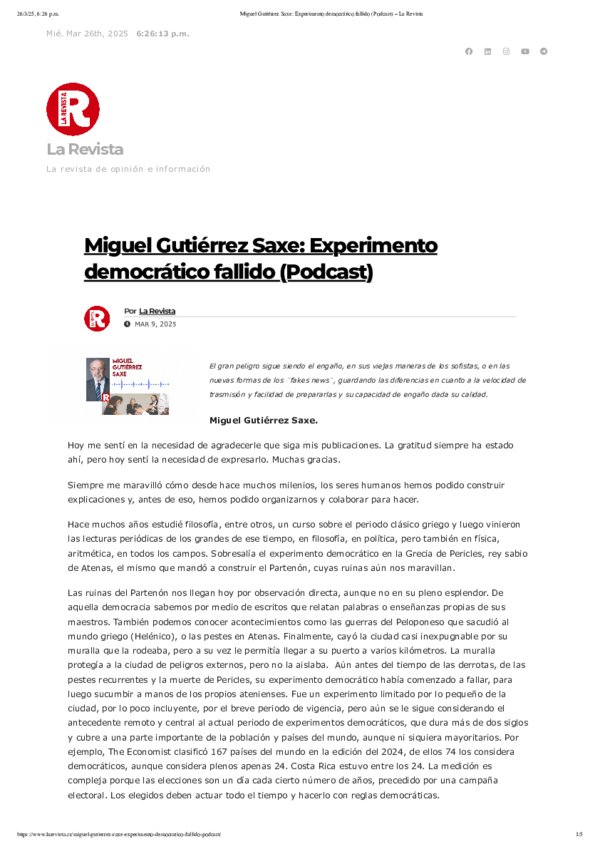 (PDF) Experimento democrático fallido (Podcast
