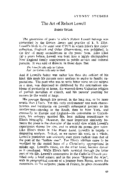 (PDF) The Art of Robert Lowell