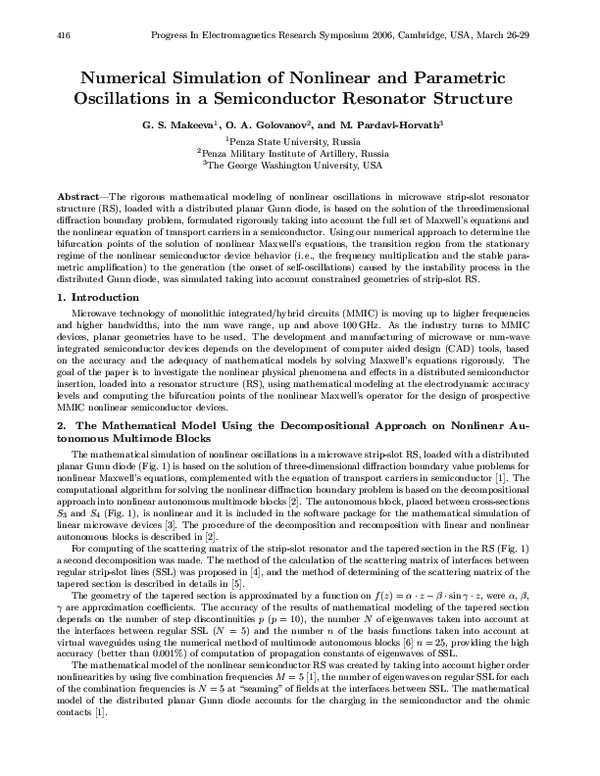(PDF) Numerical Simulation of Nonlinear and Parametric Oscillations in a Semiconductor Resonator ...