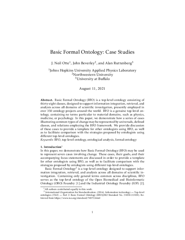 (PDF) BFO: Basic Formal Ontology1