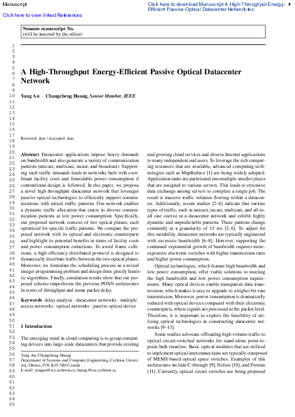 (PDF) A high-throughput energy-efficient passive optical datacenter network