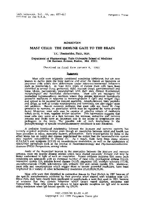 (PDF) Mast cells: The immune gate to the brain