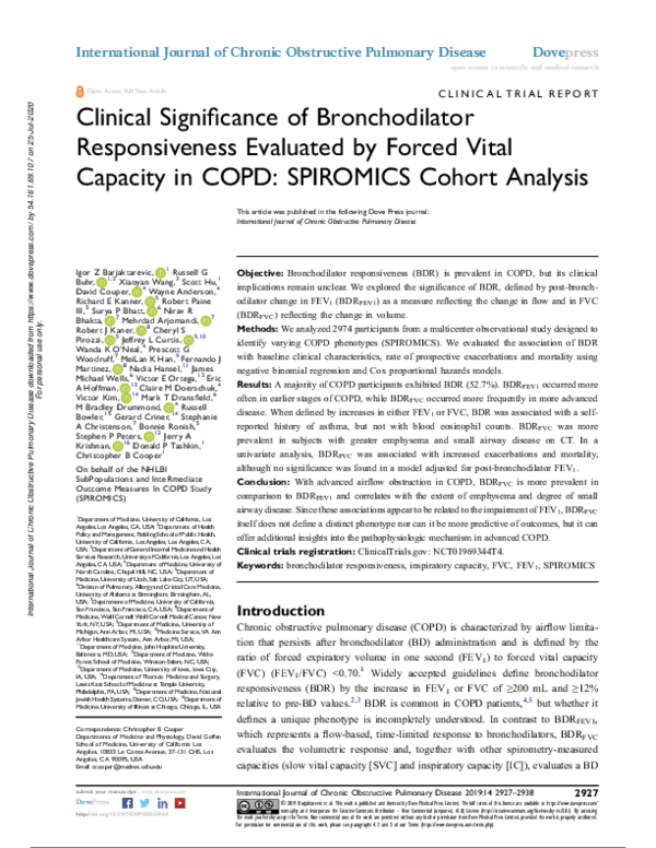 (PDF) Clinical Significance of Bronchodilator Responsiveness Evaluated ...