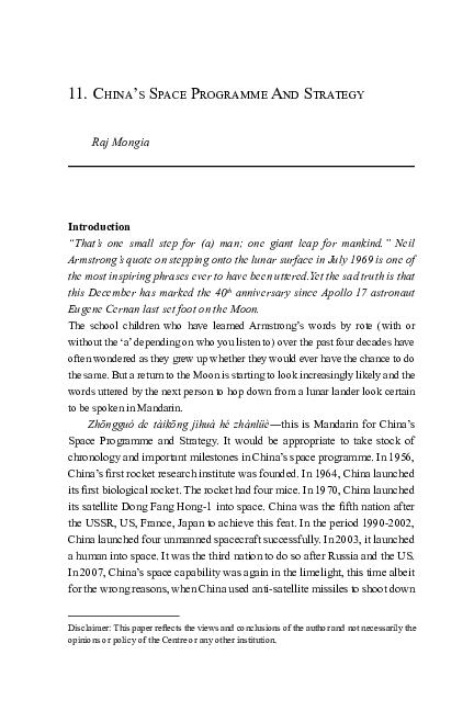 (PDF) China's spaCe programme and strategy