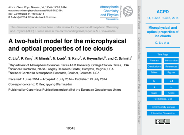 (PDF) A two-habit model for the microphysical and optical properties of ice clouds