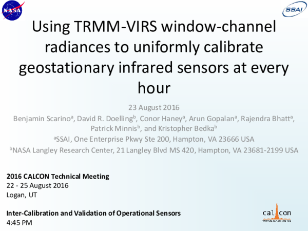(PDF) Using TRMM-VIRS Window-channel Radiances to Uniformly Calibrate Geostationary Infrared ...