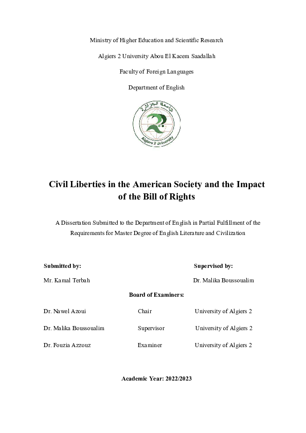 (PDF) Civil Liberties in the American Society and the Impact of the ...