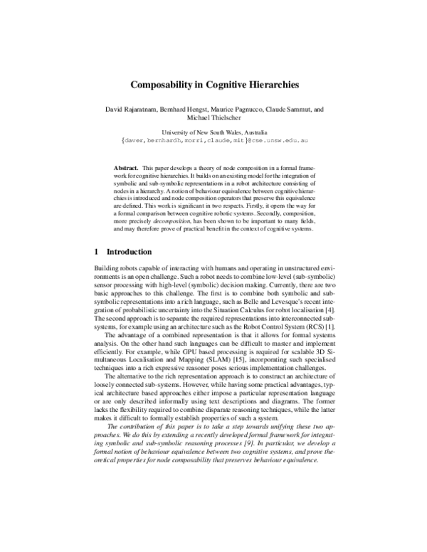 (PDF) Composability in Cognitive Hierarchies