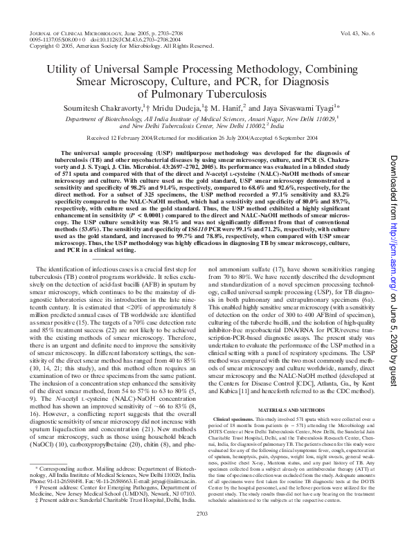 (PDF) Utility of Universal Sample Processing Methodology, Combining ...