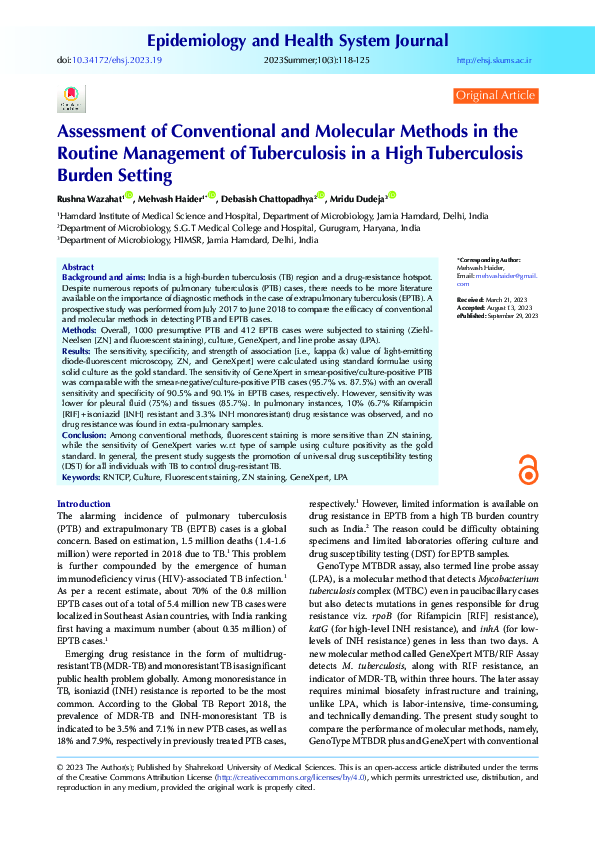 (PDF) Assessment of Conventional and Molecular Methods in the Routine ...