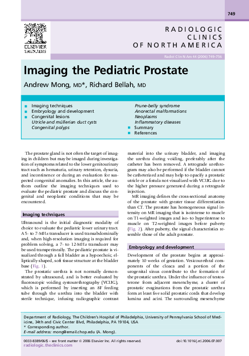 (PDF) Imaging the Pediatric Prostate