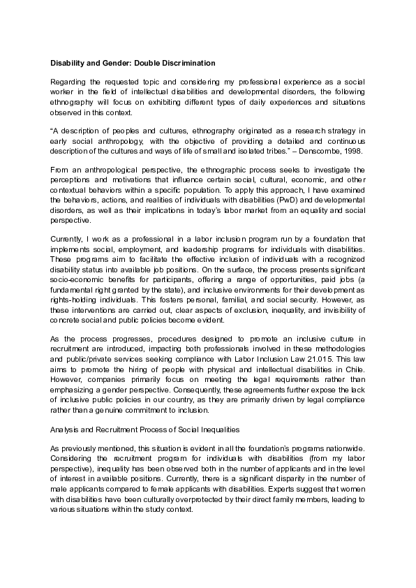 (PDF) Disability and Gender Double Discrimination