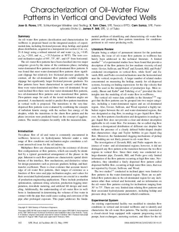 (PDF) Characterization of Oil-Water Flow Patterns in Vertical and ...