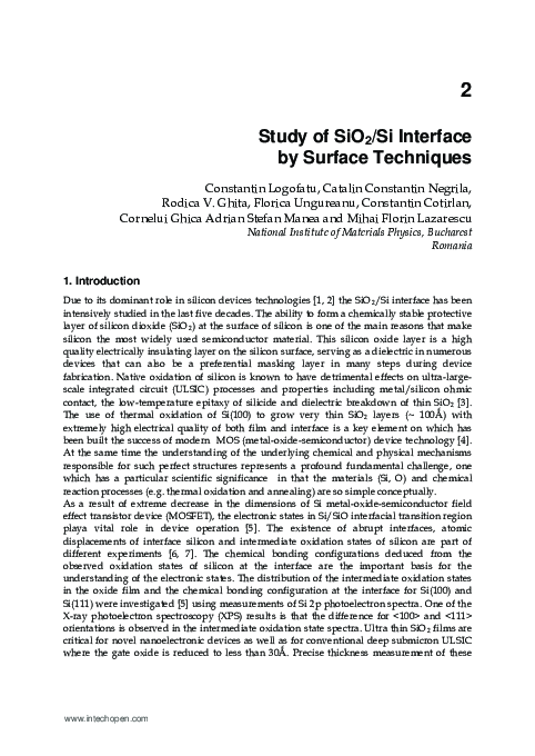 (PDF) Study of SiO2/Si Interface by Surface Techniques