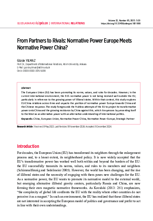(PDF) From Partners to Rivals: Normative Power Europe Meets Normative ...