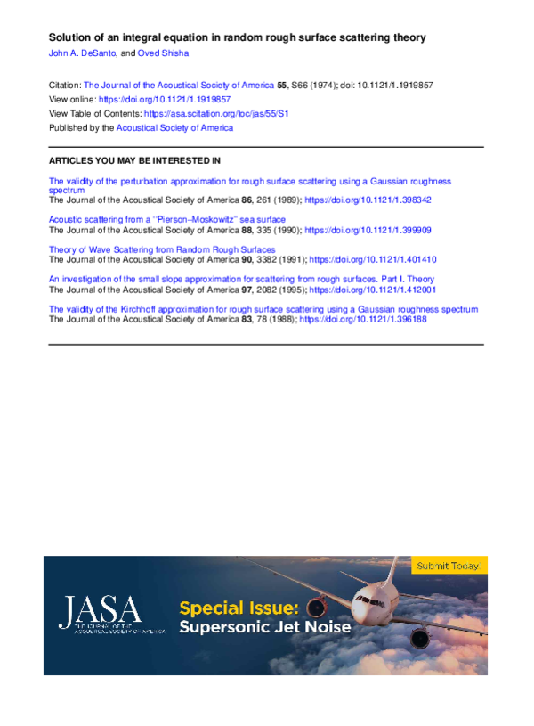 (PDF) Solution of an integral equation in random rough surface ...