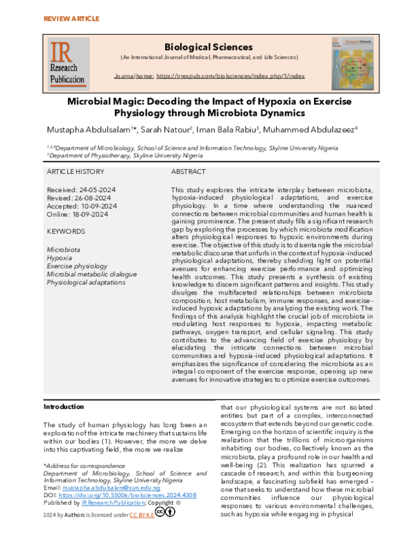 (PDF) Microbial Magic: Decoding the Impact of Hypoxia on Exercise ...