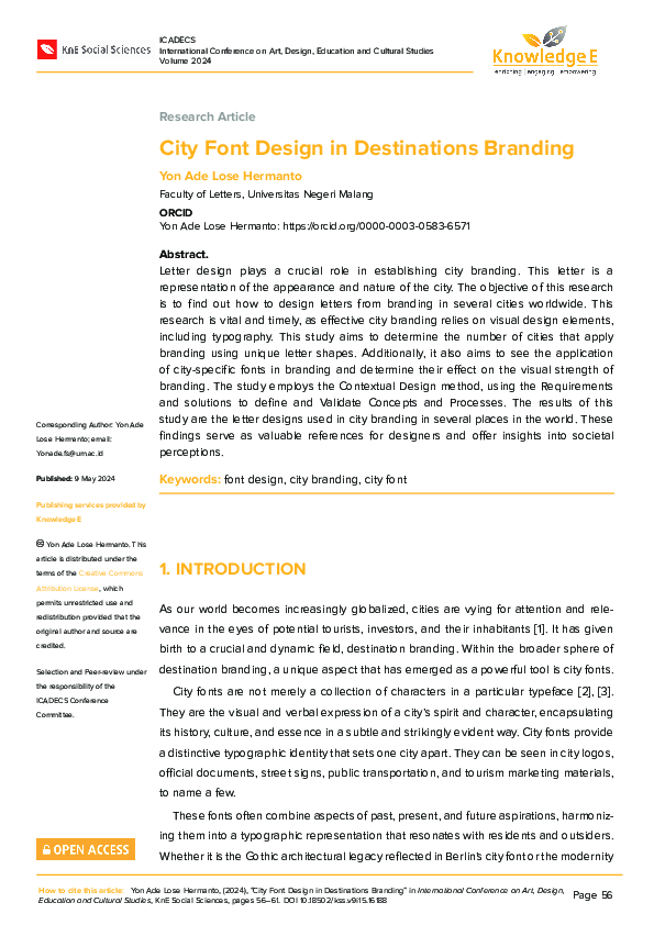 (PDF) City Font Design in Destinations Branding