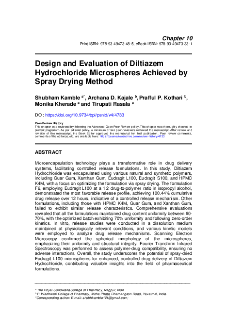 (PDF) Design and Evaluation of Diltiazem Hydrochloride Microspheres ...