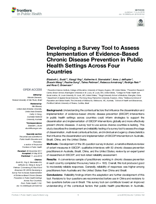 (PDF) Developing a Survey Tool to Assess Implementation of Evidence ...