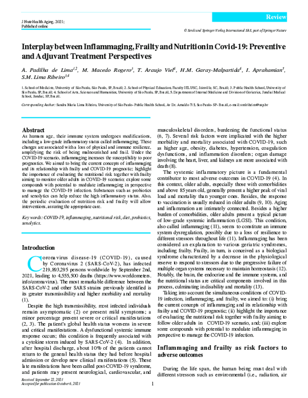 (PDF) Interplay between Inflammaging, Frailty and Nutrition in Covid-19 ...